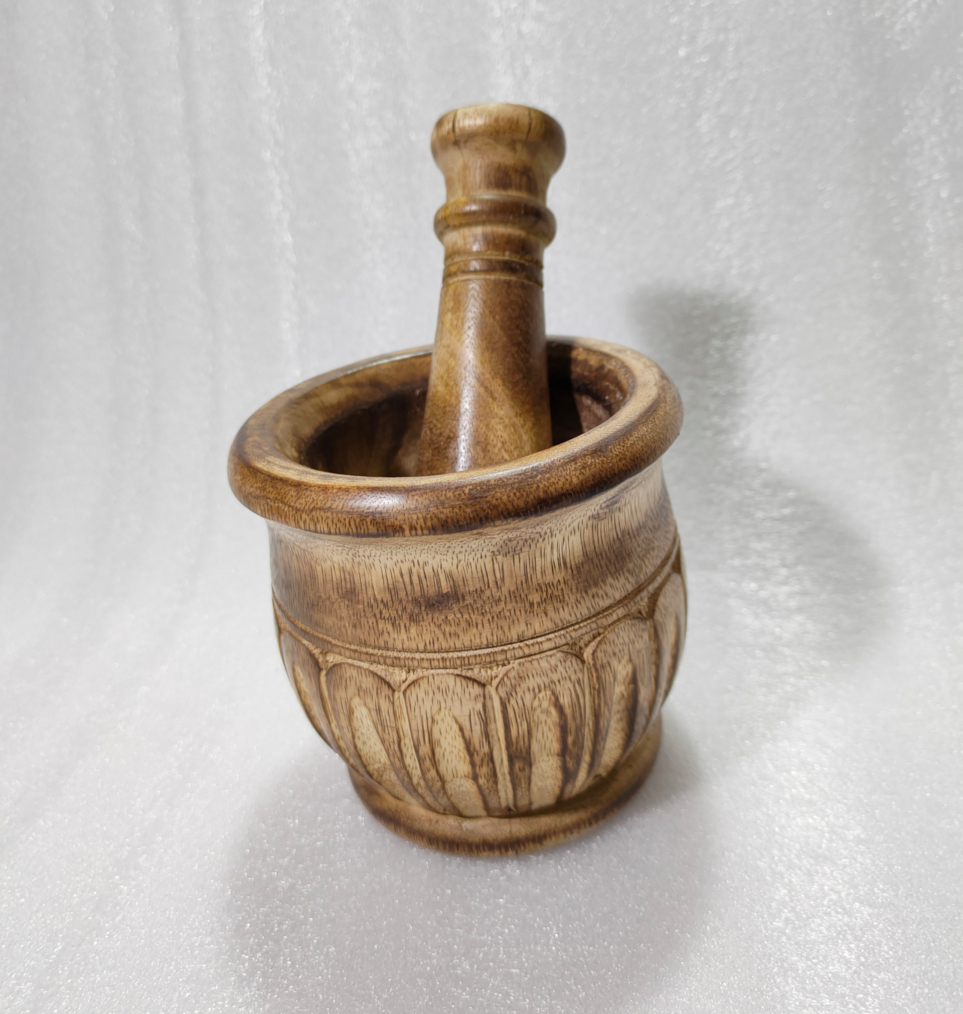 Hand Carved Wood Mortar and Pestle With Burnt Finished (Aesthetic ...