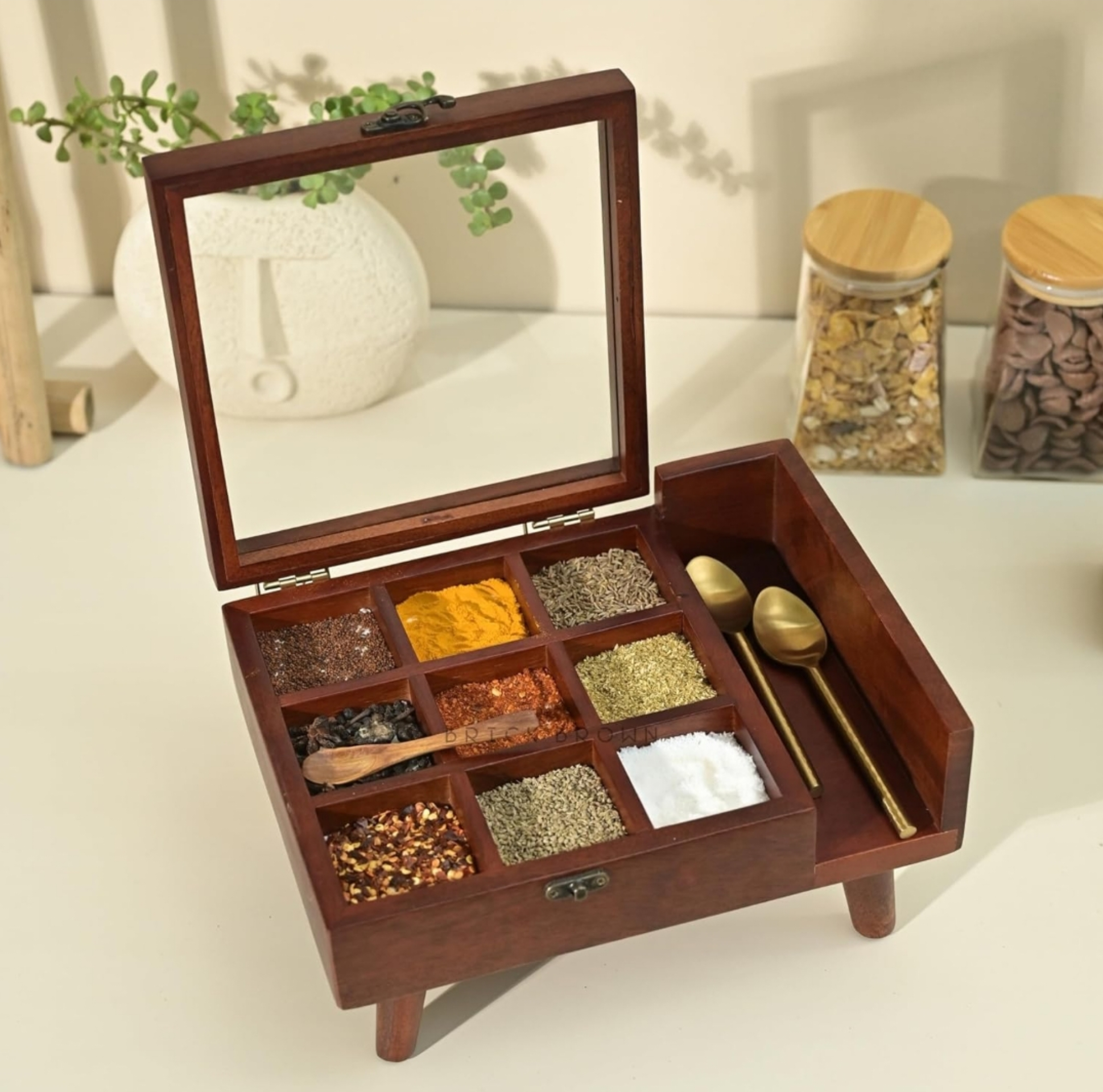 Natural Rosewood Spice box (Legged) - directcreate.com