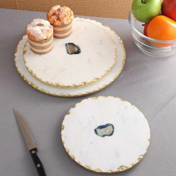 NikkisPride marble tri color brass inlay cheese platter 12 inch ...