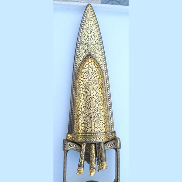 Damascus steel pure gold Bidaree work Katar Dagger knife - directcreate.com