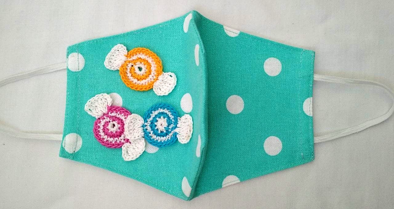 Happy Threads Handmade Cotton Masks with Sweets Crochet Motifs ...