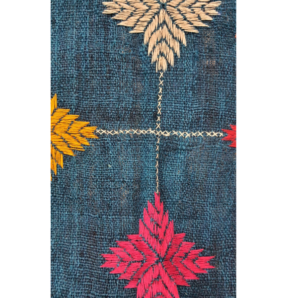 Nabha Phulkari Indigo stole hand embroidered with phulkari motifs ...