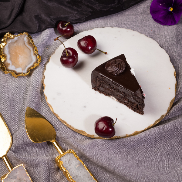 NikkisPride Cake Stand With Gold Finish Metal Base Tri-Color Marble Top ...