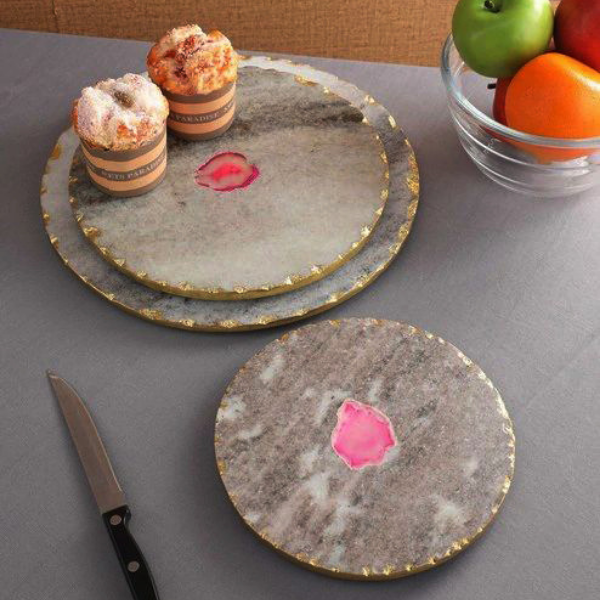 NikkisPride marble tri color brass inlay cheese platter 12 inch ...