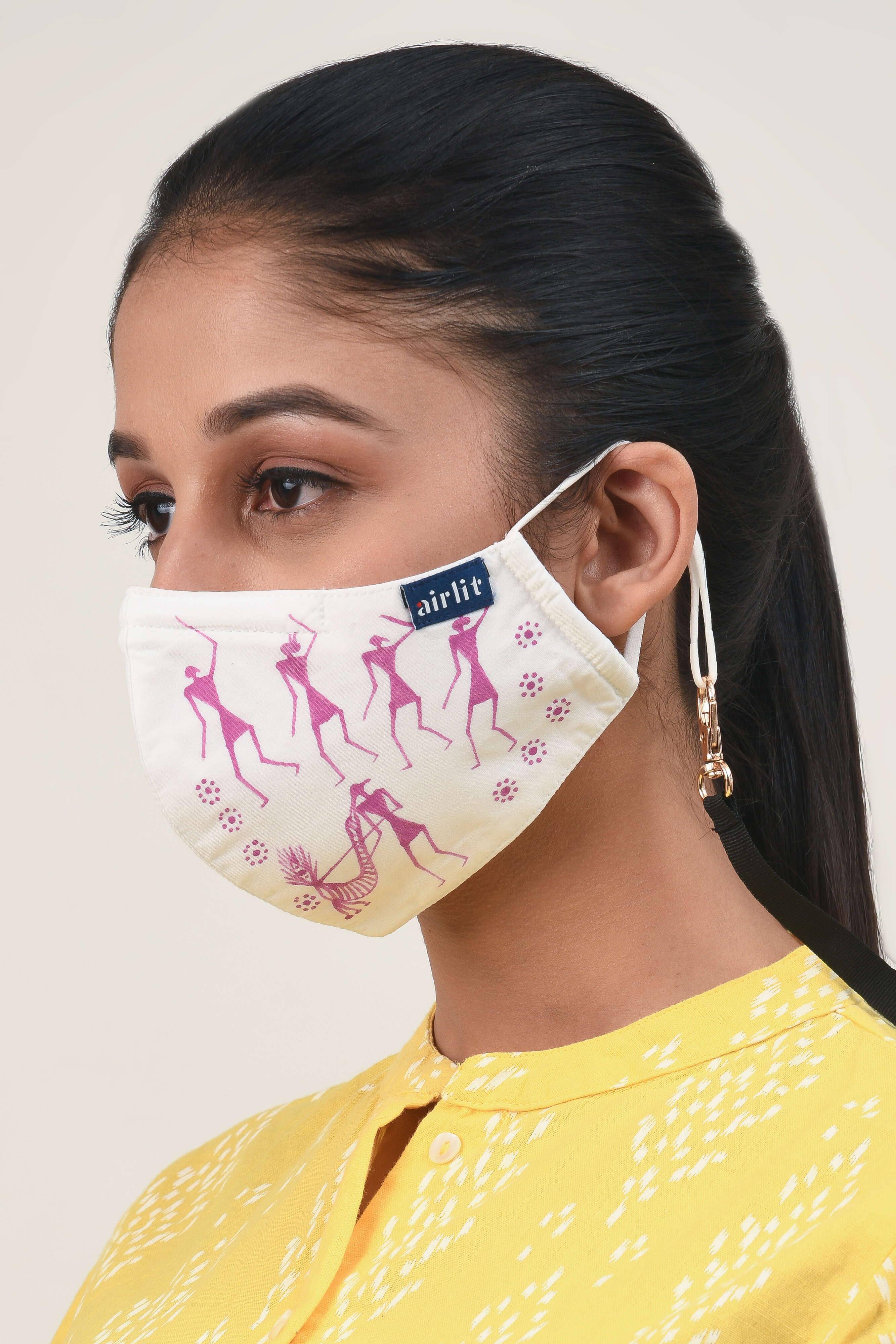 THE FIESTA warli art hand painted Reusable Mask/4 Layer Breathable ...