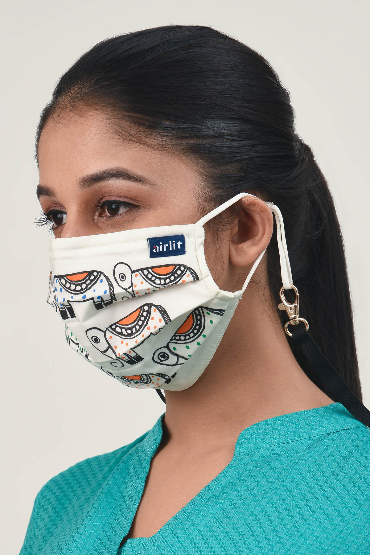 THE OPULENT madhubani hand painted Reusable Mask/4 Layer Breathable ...